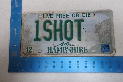 New Hampshire Vanity License Plate 2009 NH Graphic One Won Shot ...