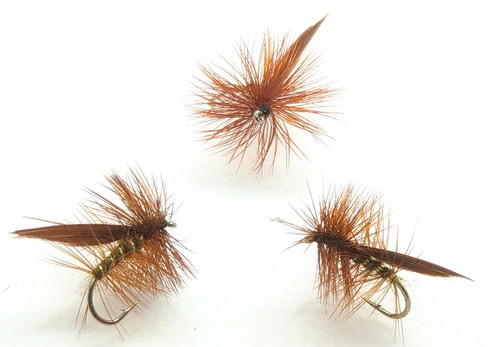 3 Cinnamon SEDGE Dry Flies CADDIS Grannom Trout Fly Fishing Size 10 12 ...