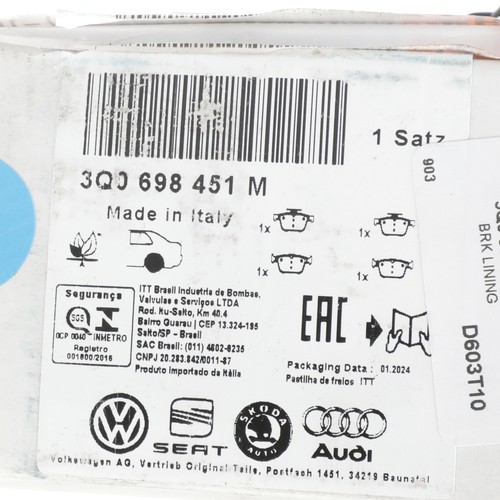 Genuine Volkswagen Disc Brake Pad Set 3q0-698-451-m for sale online | eBay