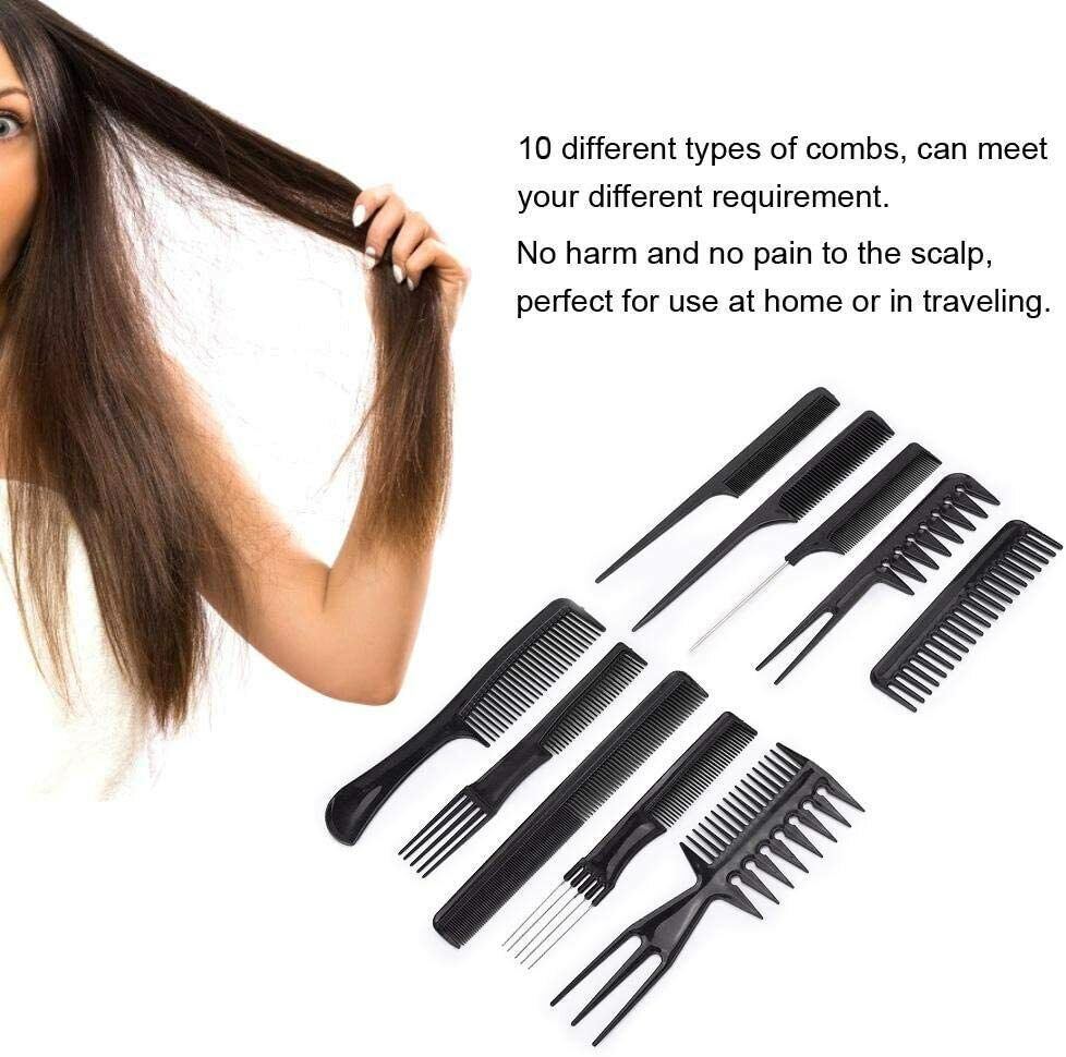 10 piece Hair Styling Comb Set Professional Hairdressing Brush Barbers ...