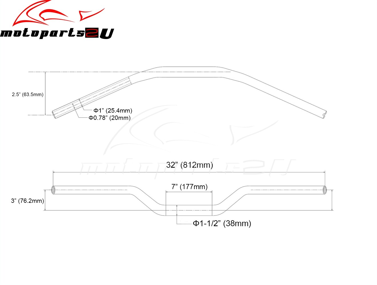 Universal 1-1/2" 38mm Motorcycle Handlebars Drag Bar 12'' Riser For ...