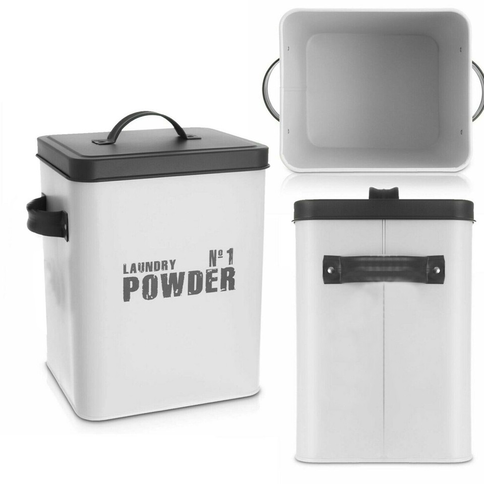 Metal Laundry Detergent Powder/Pods Storage Container - White ...