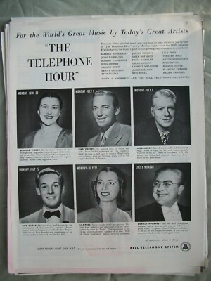 1946 VTG Original Magazine Ad Bell Telephone Hour Great Music By Great ...