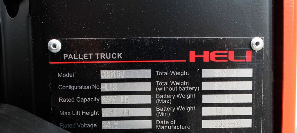 HELI Fully Electric Pallet Jack Truck, 4400LB 24V Li-ion 1 YEAR DEALER ...