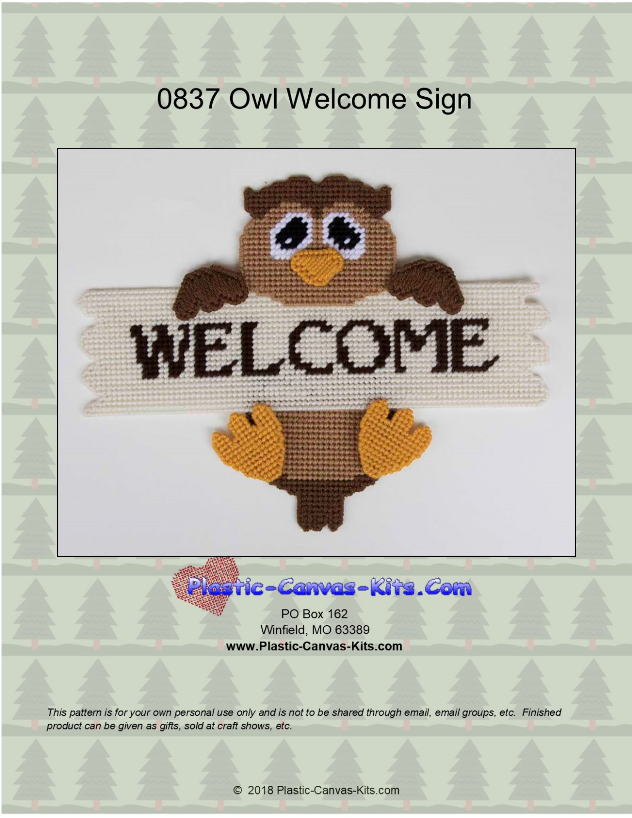 Cute Owl Welcome Sign- Plastic Canvas Pattern or Kit | eBay