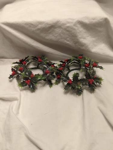 Vintage Plastic Holly Berry 2" Pillar Candle Rings | eBay