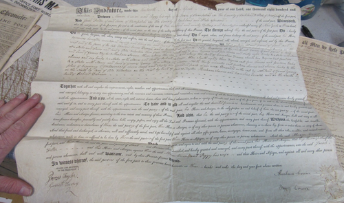 Printed & Manuscript Deed Abrum Crum Hampstead New York sells 7 acres ...