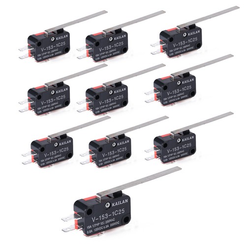10x Long Arm Lever Limit Switches Straight Hinge SPDT Micro NO/NC DC ...