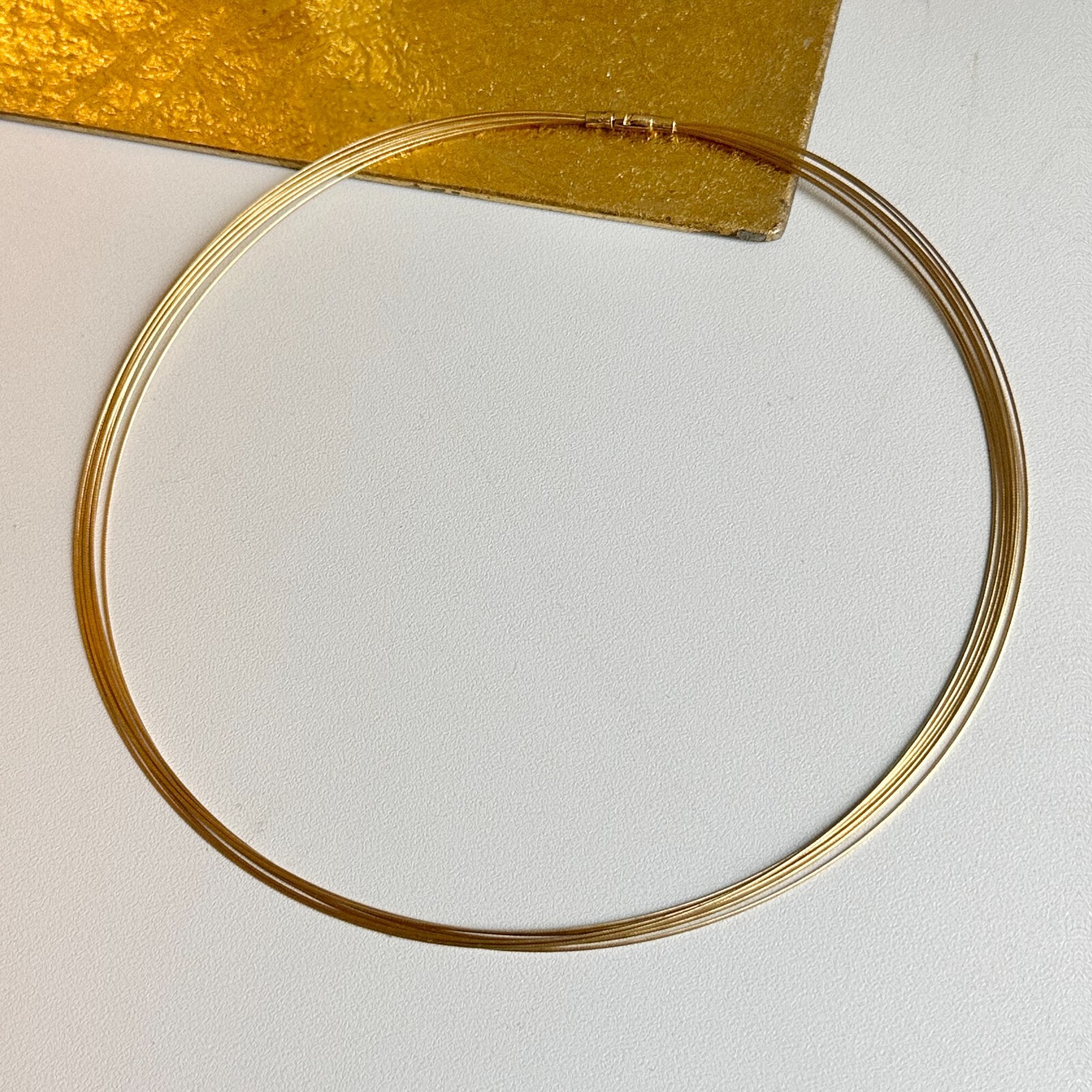 18KT Yellow Gold 7 Strand Gold Cable Wire Necklace Bayonet Clasp NEW 16 ...