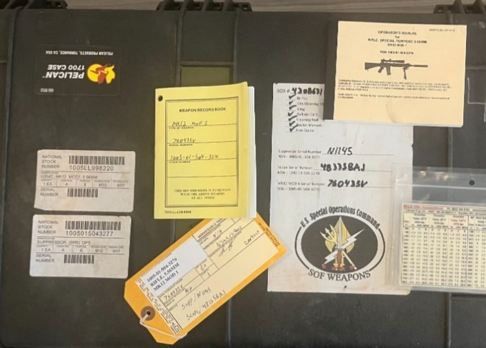 MK12 MOD 1 Deployment Kit Case Label Pelican 1700 MOD1 MOD SPR SOPMOD ...