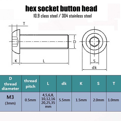M3 Hex Socket Allen Cap Button Phillips Pan Round Flat Head Screw Bolt ...