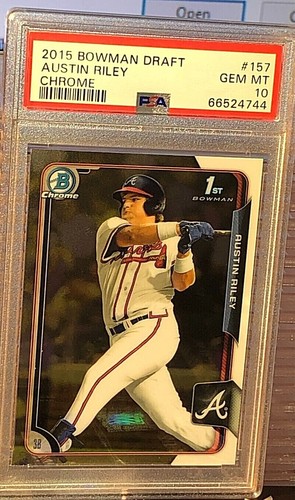 2015 Austin Riley 1st Bowman Chrome Draft RC #157 Braves Rookie PSA 10 ...