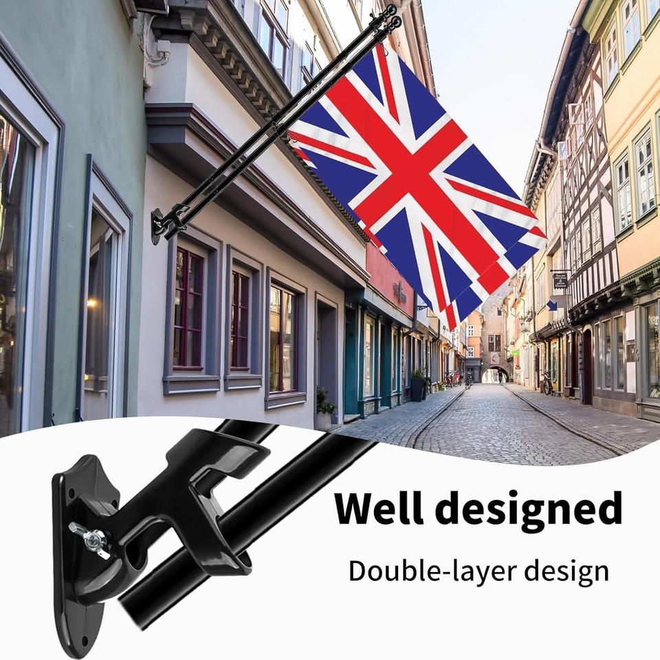 Union Jack Flag with 6FT Pole & Wall Mount Bracket, 5x3ft Large British ...