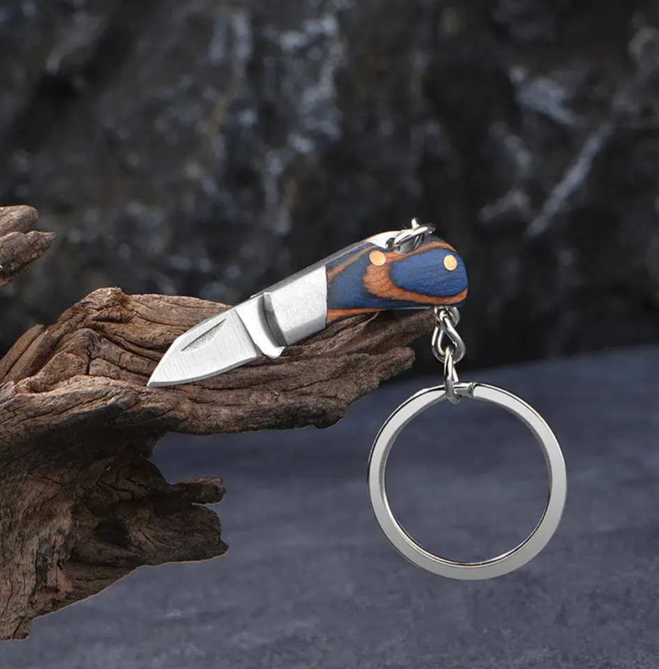 Portable Mini Pocket Knife Keychain Wood Handle | eBay