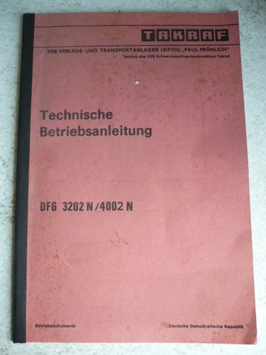 DDR Gabelstapler Technische Betriebsanleitung Takraf VTA Stapler DFG ...