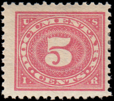 US Stamp R232 - 1917 5¢ US Internal Revenue Stamp, Numeral, G/VG, MHR ...