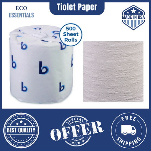 96 ROLLS Bath Tissue Toilet Paper BULK VALUE - 500 Sheets, 2-Ply, White ...
