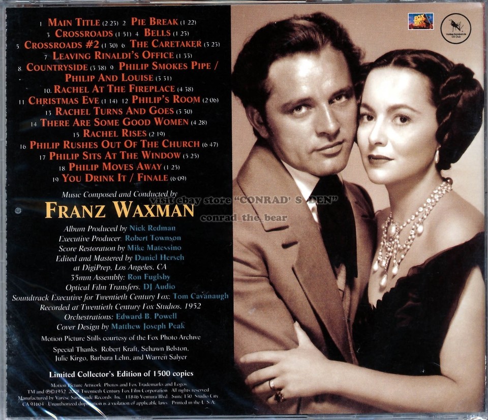 Franz Waxman "MY COUSIN RACHEL" score Varese Club 1000 Ltd CD SEALED | eBay