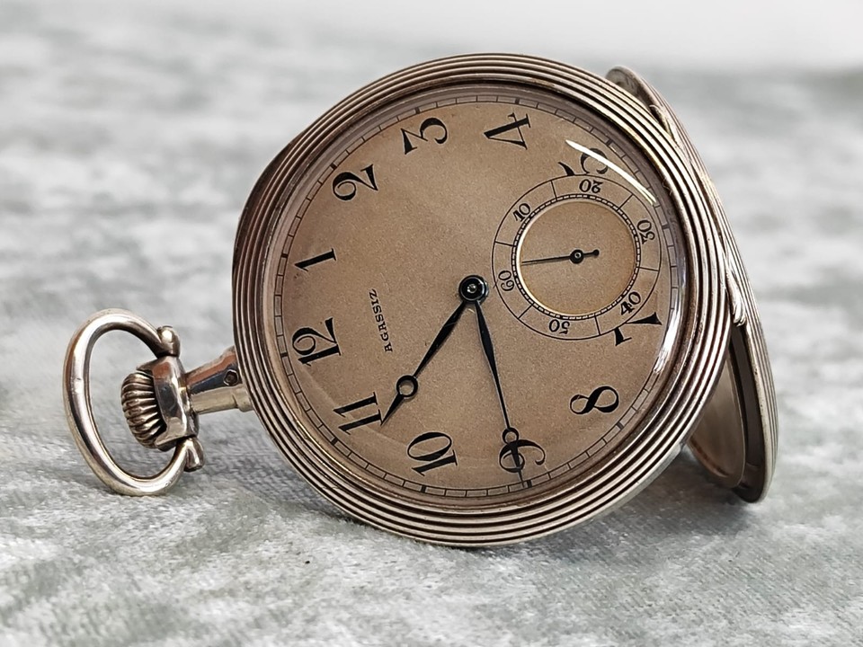 ONE OF A KIND ANTIQUE POCKET WATCH AGASSIZ WITH UNIQUE RELIEF SCENE ...