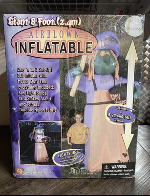 Vtg 2002 Halloween Gemmy 8ft GIANT WITCH & CAULDRON Airblown Inflatable ...