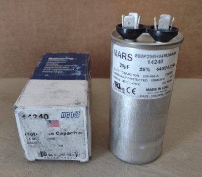 Mars 14240 OEM Replacement Run Capacitor 440/370 VAC 25 MFD Round - NIB ...