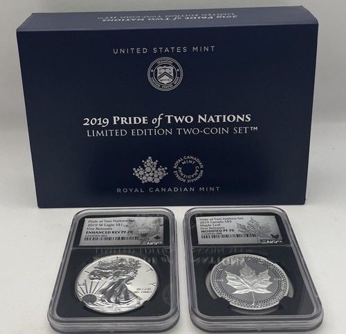 2019 Pride Of Two Nations Two Coin Set $1 Enhanced Rev And Modified PF ...