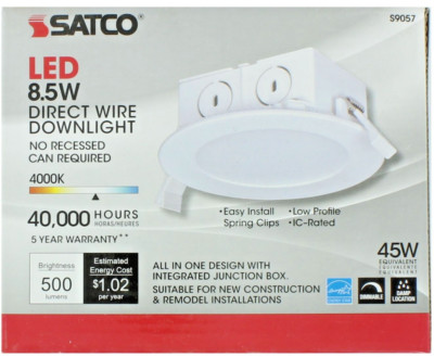 SATCO S9057 8.5W DIMMABLE 4000K 4-IN. LED RETROFIT DOWNLIGHT | eBay