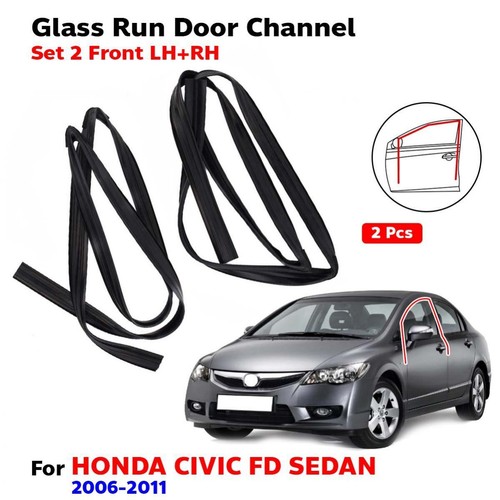 Glass Run Door Channel Front LH+RH Set 2 Fits Honda Civic FD 4D Sedan ...
