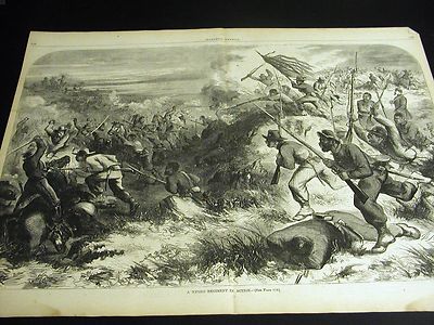 NEGRO REGIMENT in ACTION Bayonnets 1863 Civil War Lg Engraving | eBay