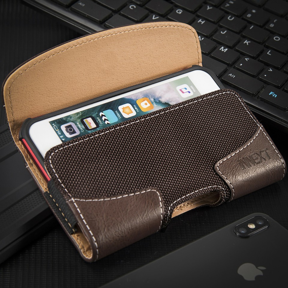 Horizontal Leather Cell Phone Pouch Case Cover Holder Carrying Belt ...