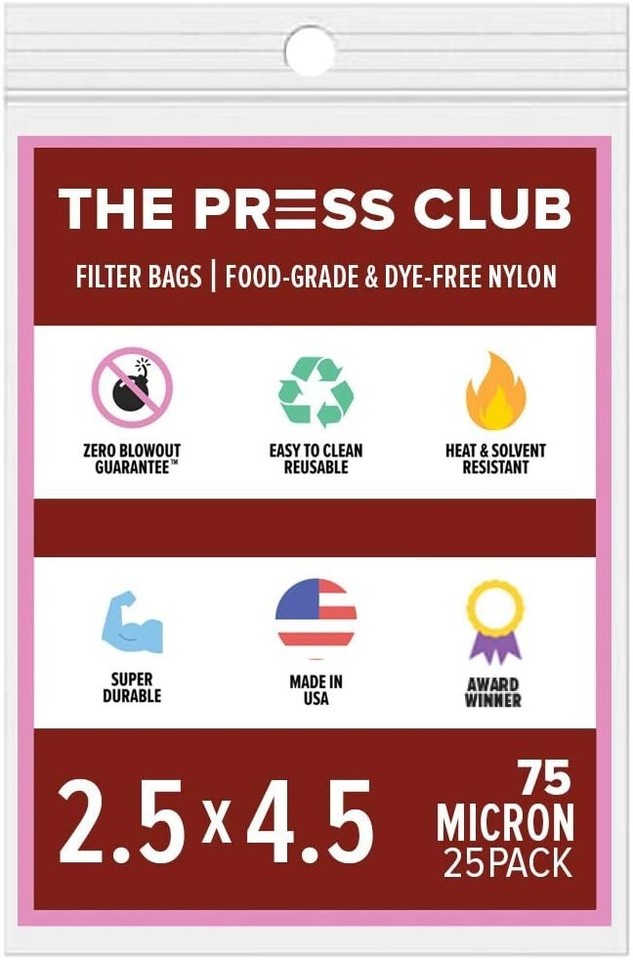 75 Micron Premium Nylon Tea Filter Press Screen Bags 2.5" x 4.5" 25 ...