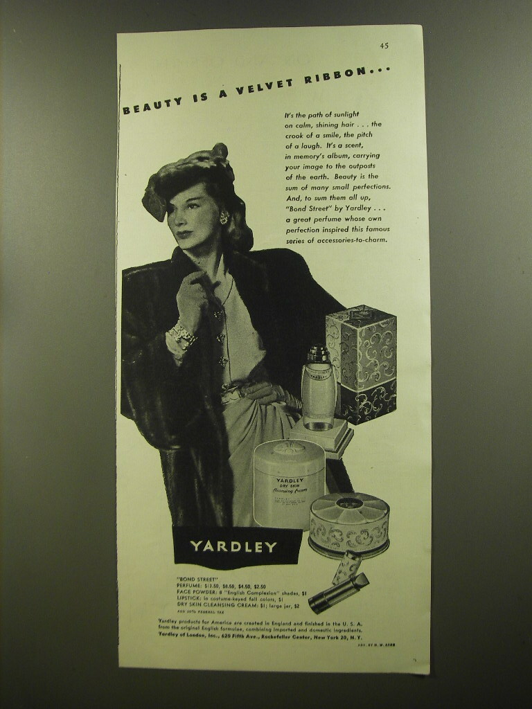 Vintage Yardley Cosmetics Advert, Yardley Cosmetics, WW2 Our Beautiful