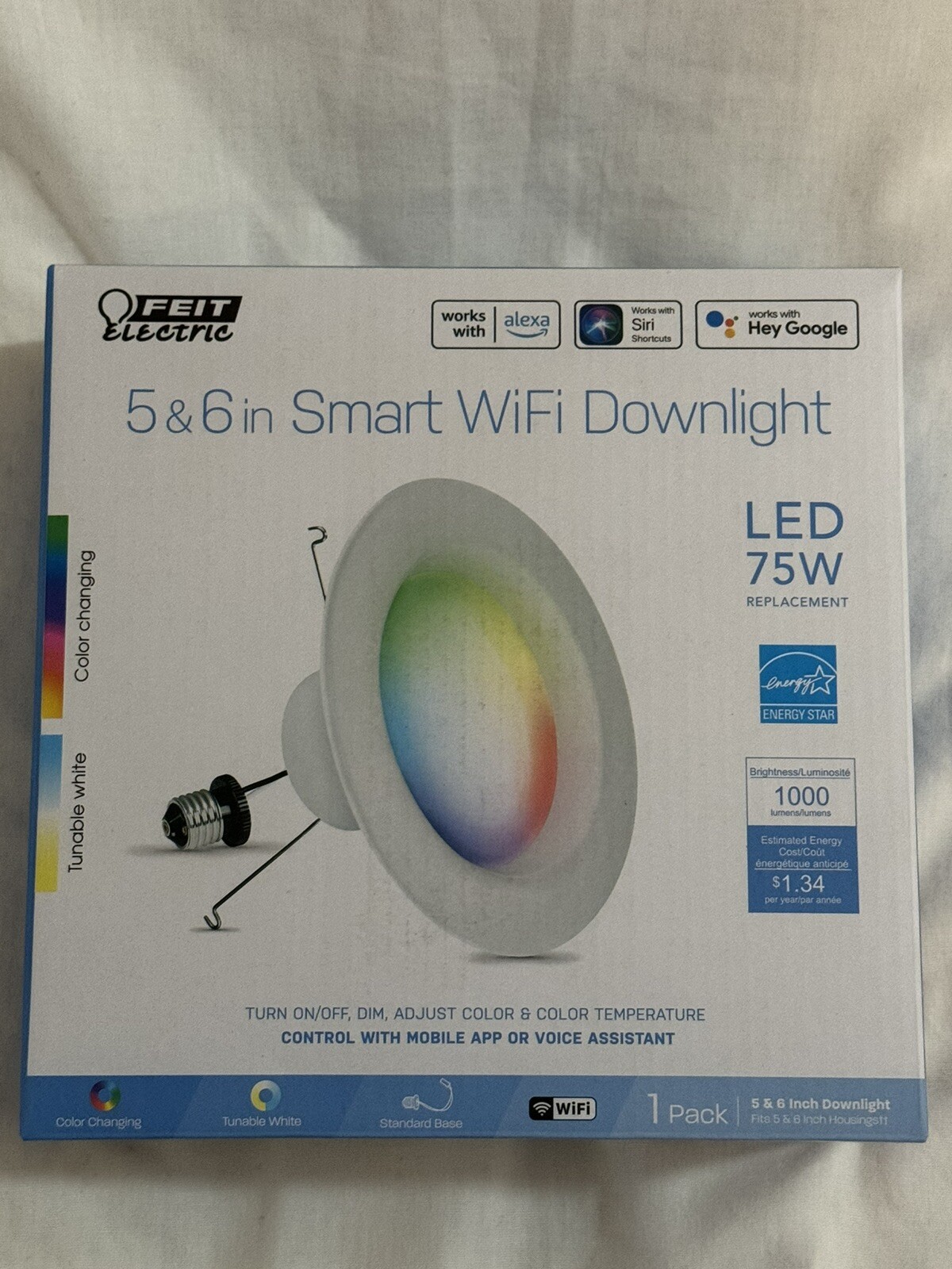 Feit Electric Smart WiFi Downlight LED 75W 1000 Lumens 1 Pack M44C ...