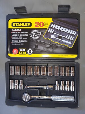 Stanley 92-802 20-Pc. SAE/Metric Socket Mechanic Set 1/4". Drive 20 ...