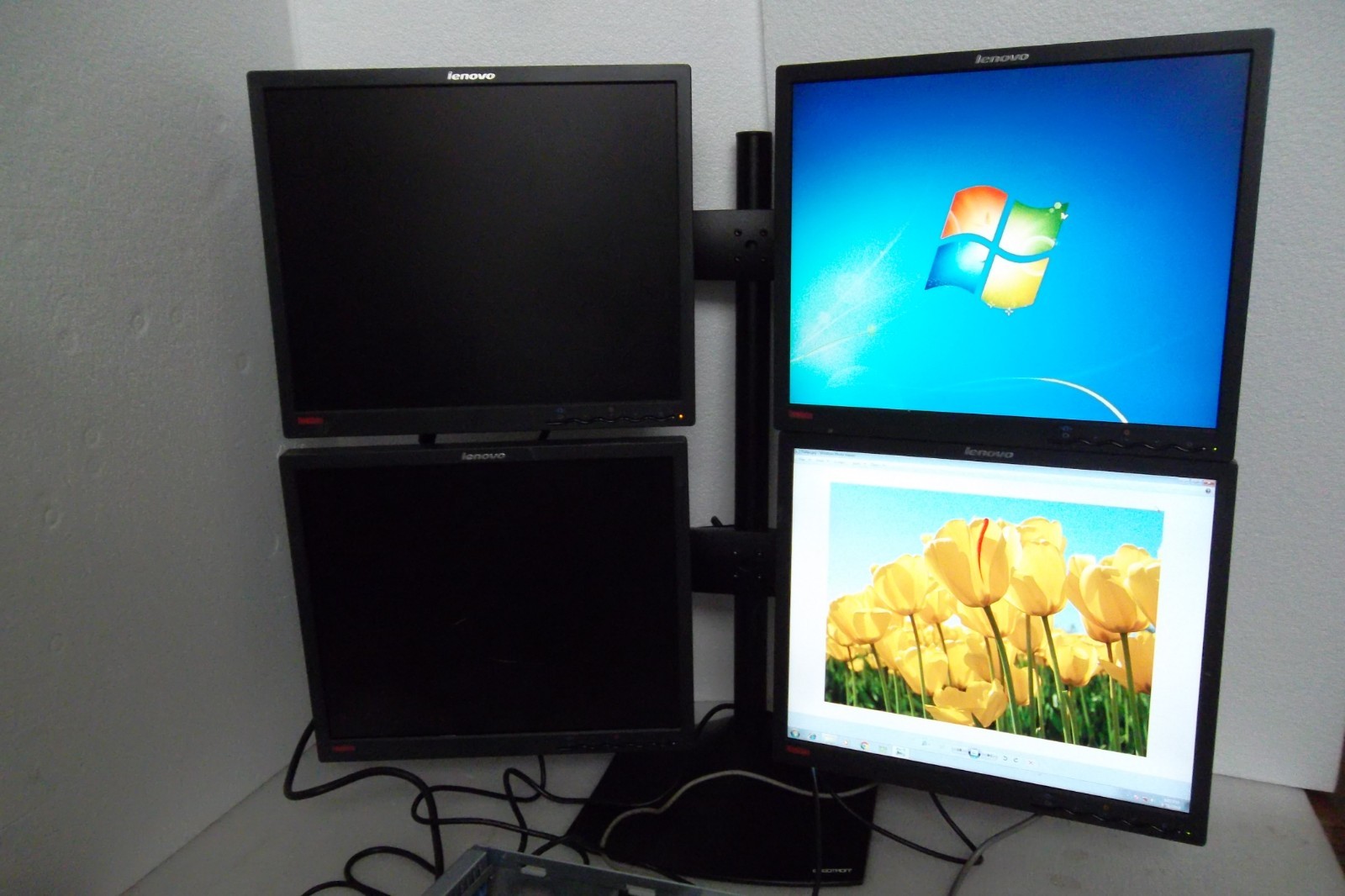 LOT-4 Lenovo ThinkVision L1900pA Monitor 19" VGA DVI w/ Ergotron Stand ...