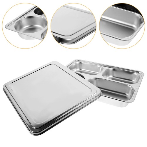 Stainless Steel Dinner Plate Divided Dining Student Food Plates Dish | eBay
