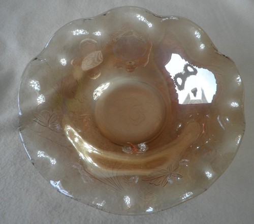 Jeanette Glass Floragold Louisa Pattern Marigold Carnival Ruffled Edge ...