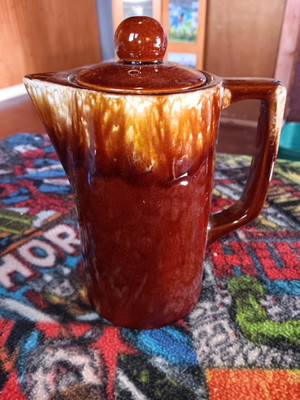 Brown Drip Glaze Teapot Coffee Pot Set Japan Drip Glaze Pottery 6"H ...