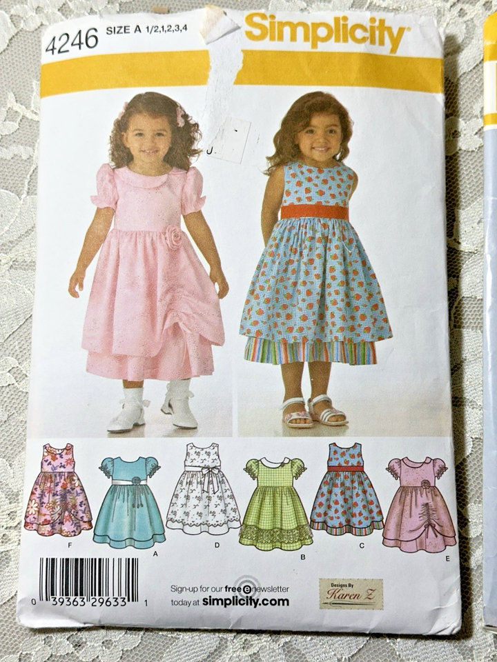 Simplicity Little Girls Dress Patterns Size 1/2,1,2,3,4 Lot of 2 Cut | eBay