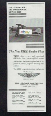 BIRD AIRCRAFT CORP GLENDALE,NEW YORK 4 PLACE KINNER BIRD SAFE AIRPLANE ...