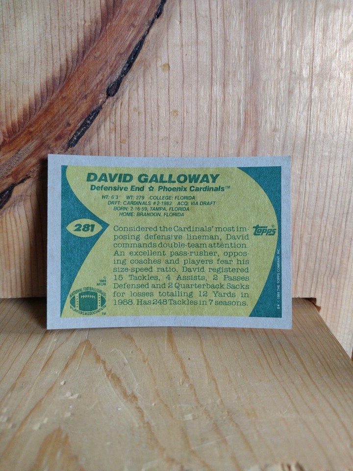 1989 Topps NFL: #281 DAVID GALLOWAY. PHOENIX CARDNALS. . . FT5 | eBay