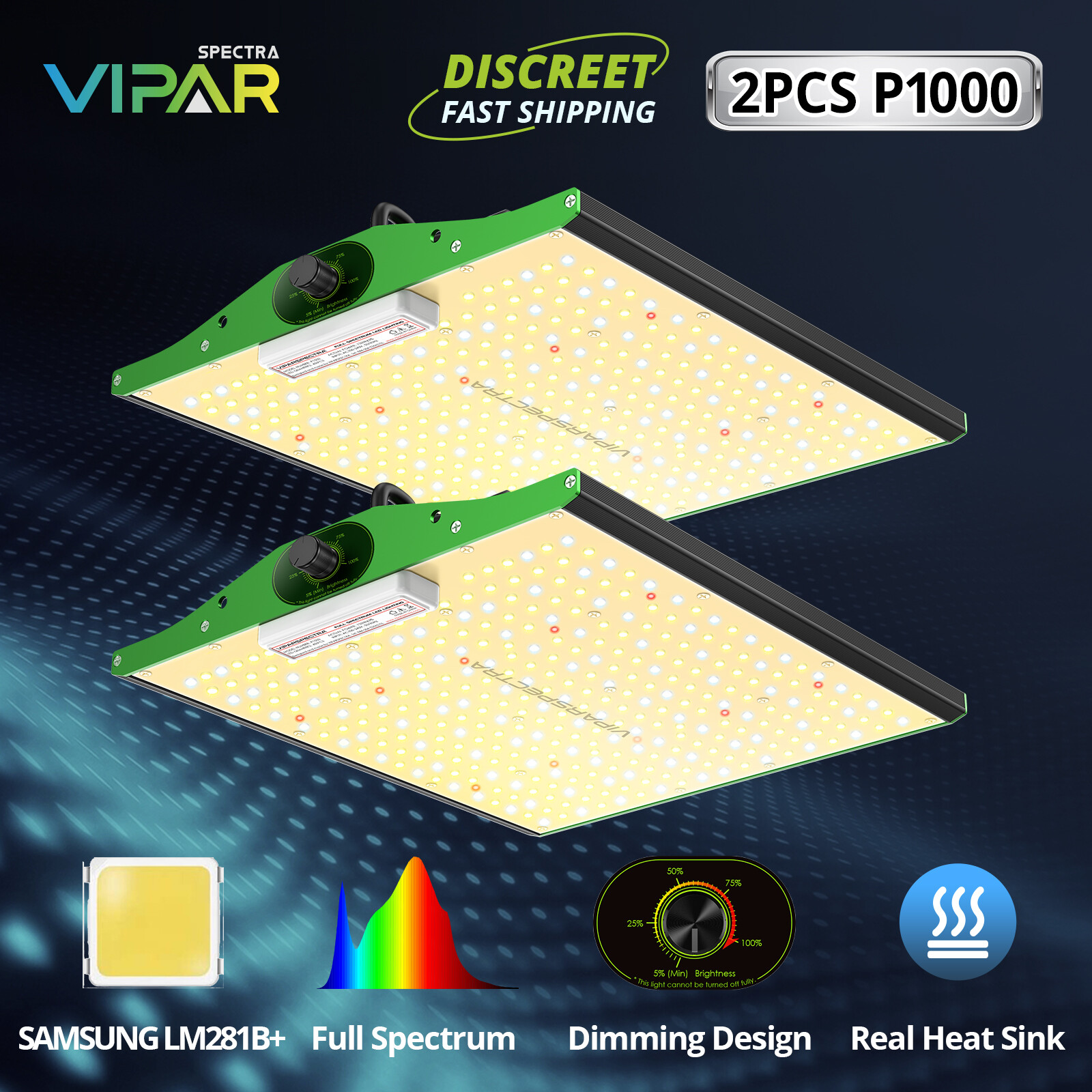 VIPARSPECTRA P2000 P2500 V1000 LED Grow Light Full Spectrum for Indoor ...