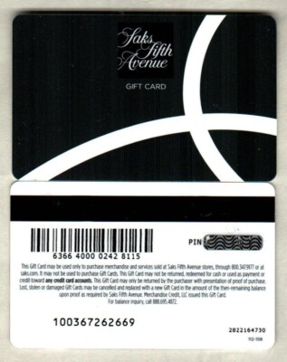 SAKS FIFTH AVENUE Intersecting Lines 2008 Gift Card ( $0 ) | eBay