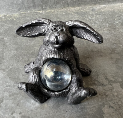 Vintage RICKER Pewter Easter Bunny Rabbit w/Marble on Belly SIGNED | eBay