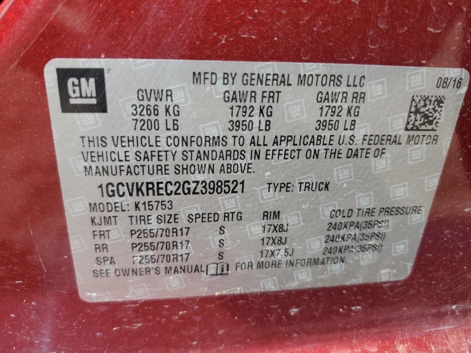 2016 Chevrolet Silverado 1500 Automatic Transmission 4X4 6 Speed ...