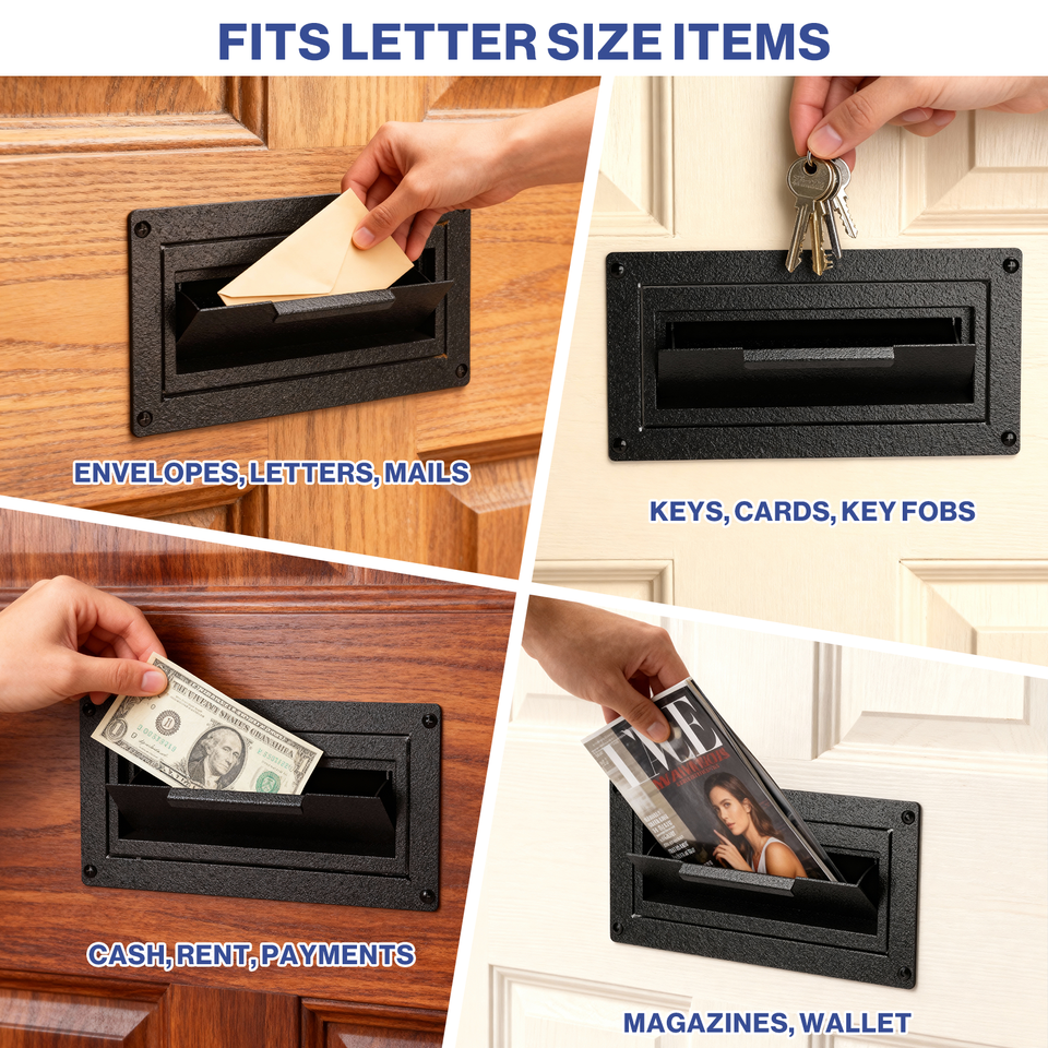 Pochar Through The Door Locking Steel Mailbox, Door Drop Box for Key ...