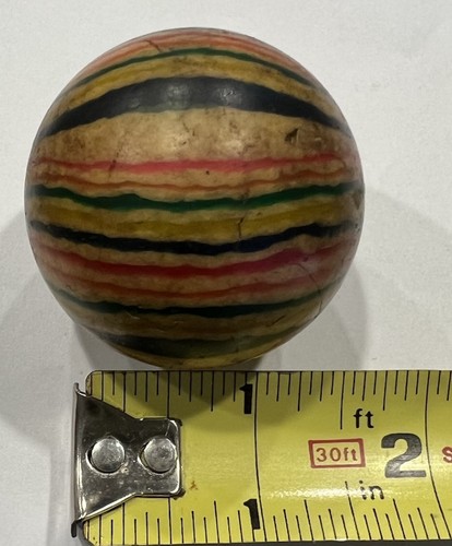 Vintage Rubber Bouncy Ball 1.5” Multicolored Striped Pattern Tan Swirls ...