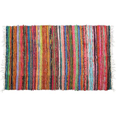 Multi Color Chindi Rag Rug 4X6' | Hand Woven Rug & Reversible Rug ...
