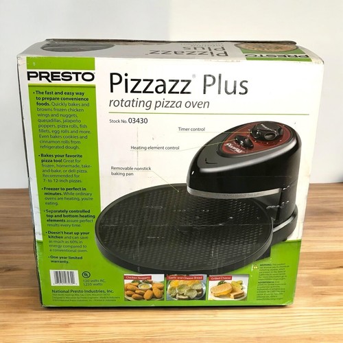 Presto Pizzazz Plus Rotating Pizza Oven Dual Heat 03430 Black Open Box ...