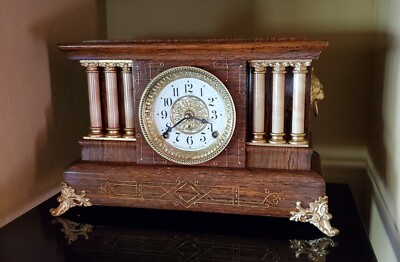 Seth Thomas Red Gold Adamantine Mantel Chime Clock 6 Column Dated 1894 ...